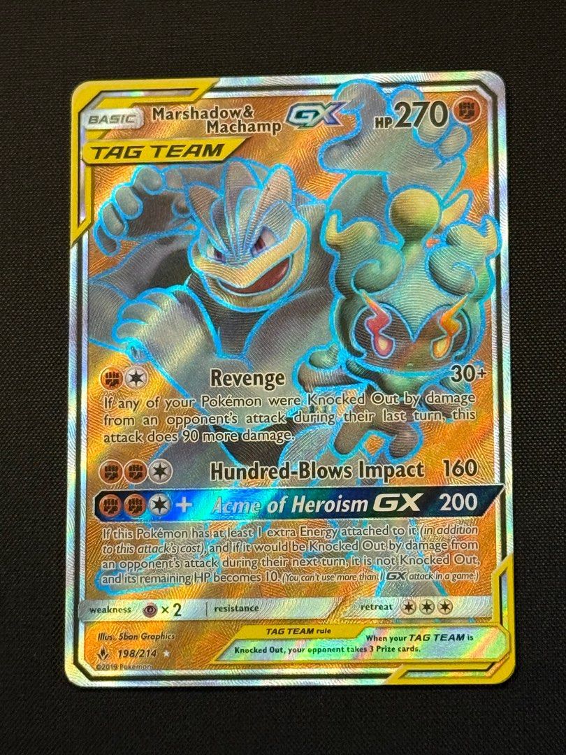 Marshadow & Machamp GX 198/214 Unbroken Bonds tag team Pokemon tcg ...