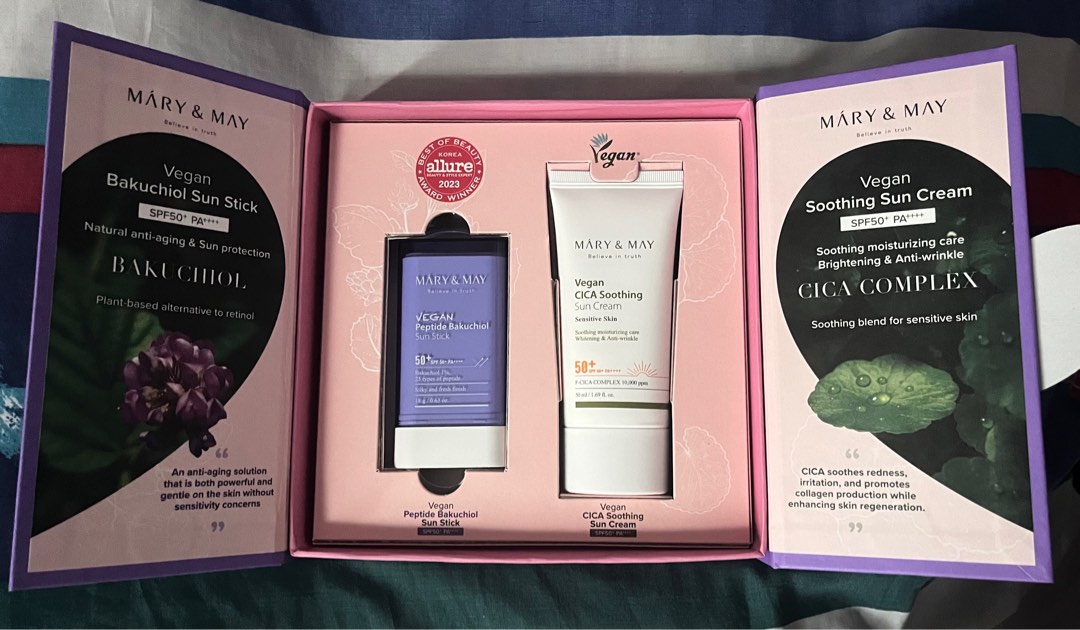 Mary & May Sunscreen Sun Care Duo Set - Vegan Peptide Bakuchiol Sun ...