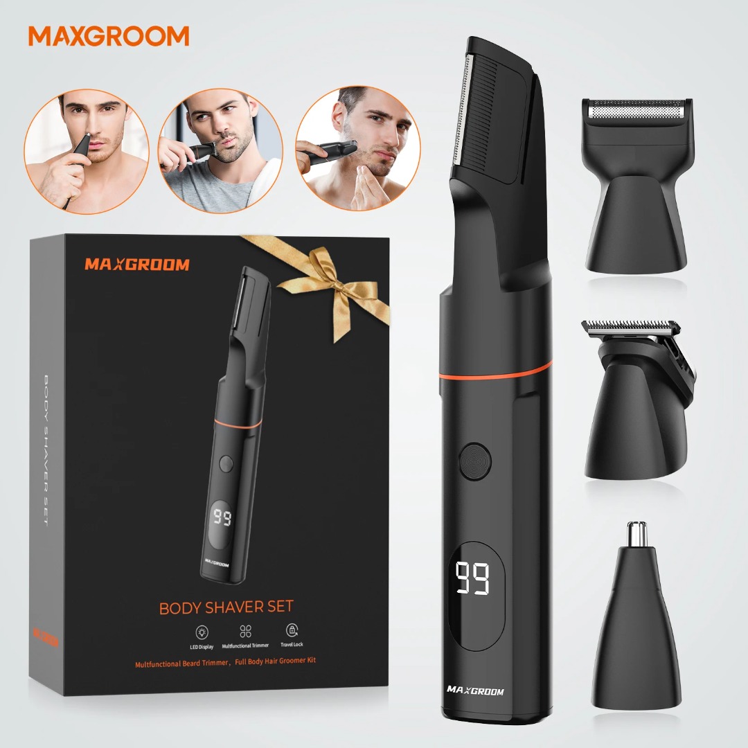 MAXGROOM 4 In 1 Body Hair Shaver Kits for Men Nose/Beard Hair Trimmer ...