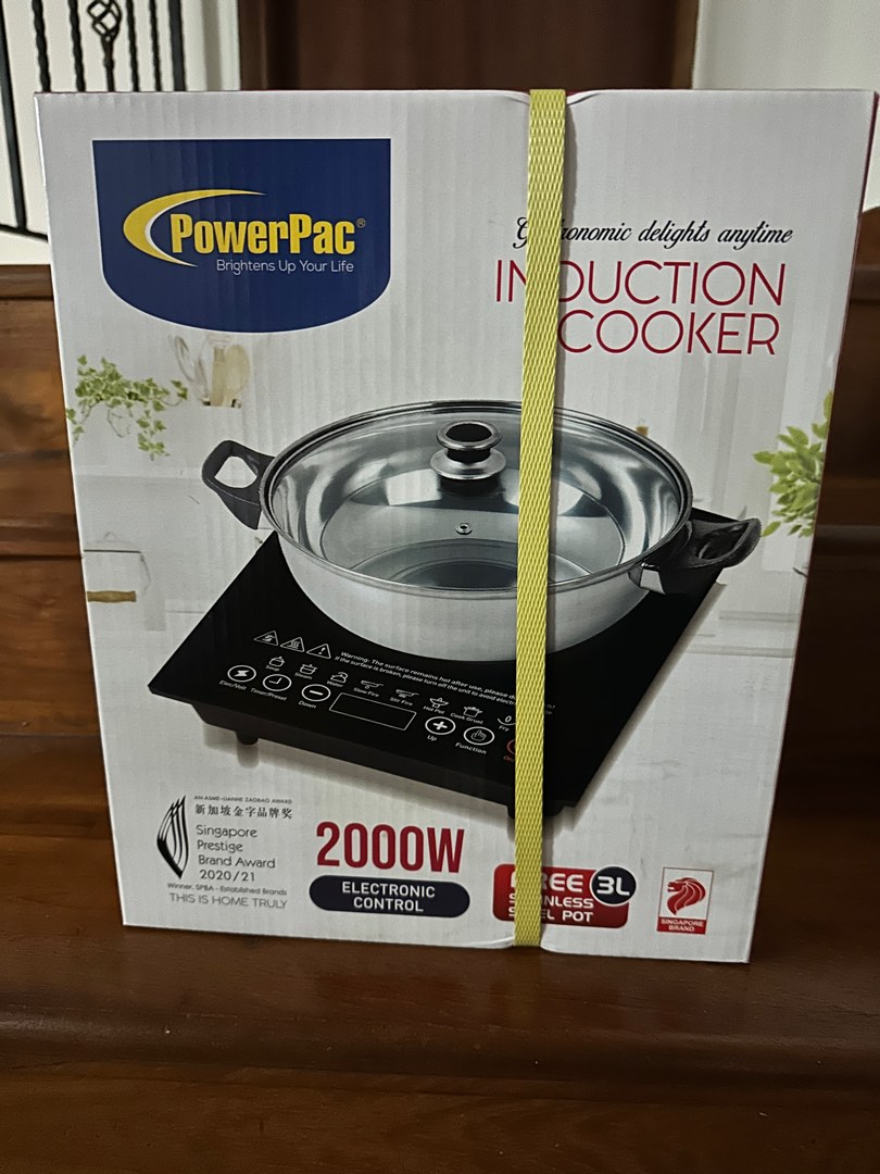 PowerPac Induction Cooker 2000W with Stainless Steel Pot, TV & Home ...