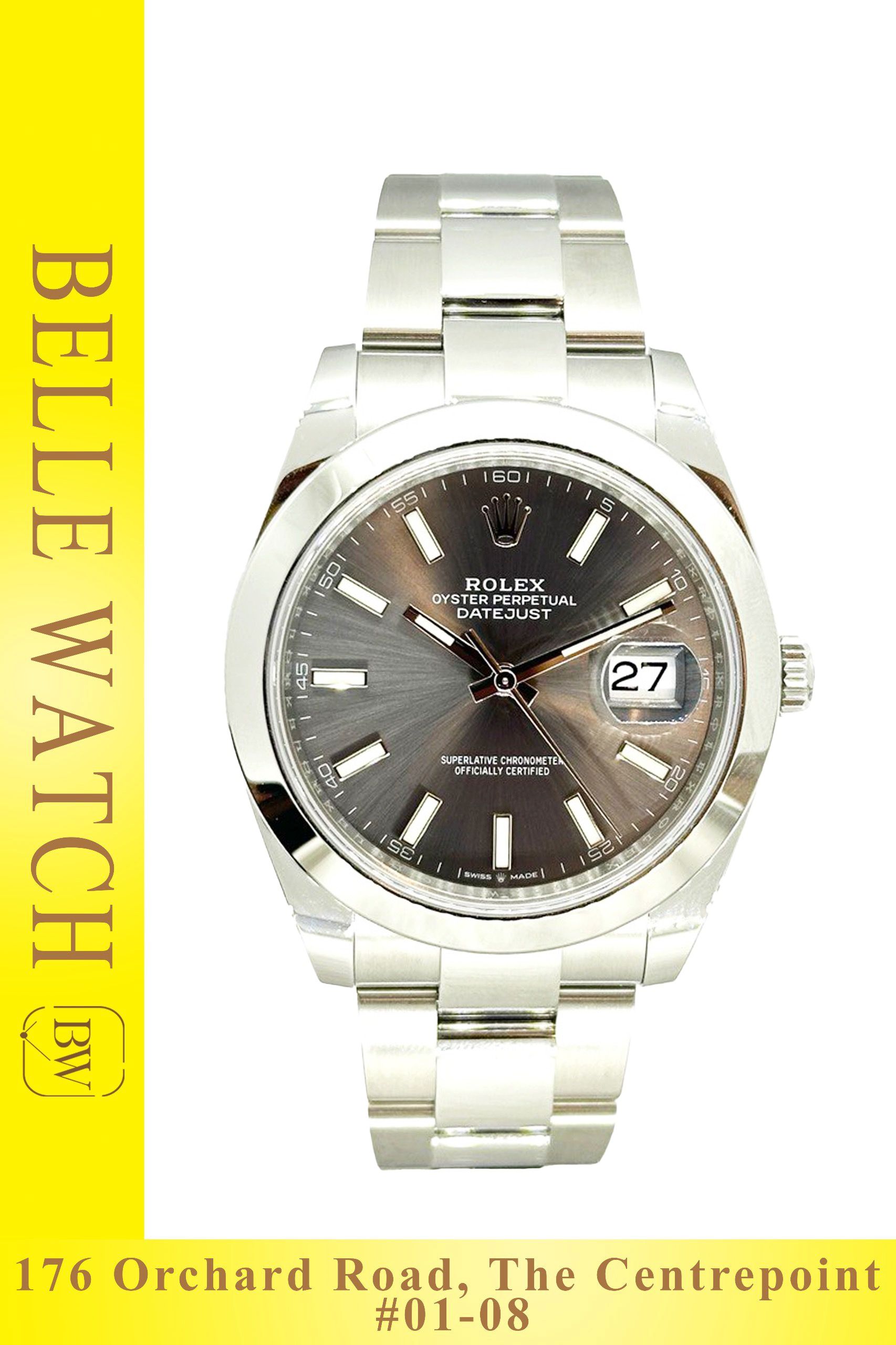 Preowned 2021 Rolex 126300 Datejust 41 Slate Grey Dial Stainless Steel ...