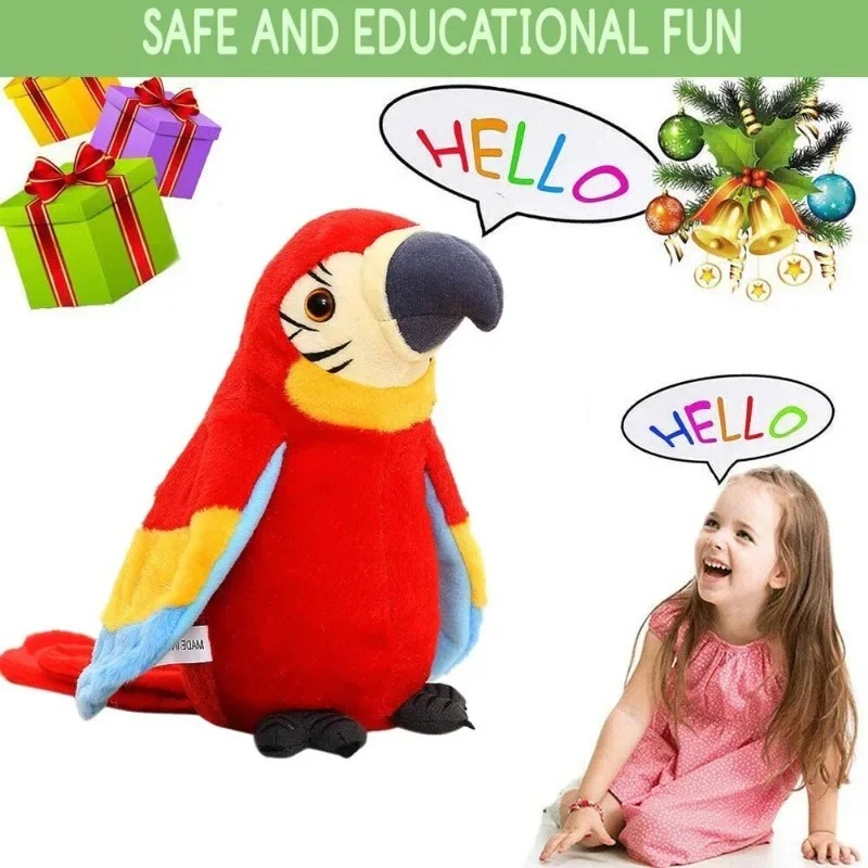 Talking Macaw Parrot Repeat What You Say Stuffed Animal Plush Toy ...