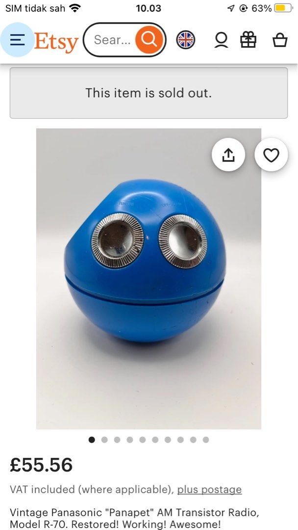 Vintage Panasonic “Panapet” AM Transistor Radio, Model R-70.space age ...
