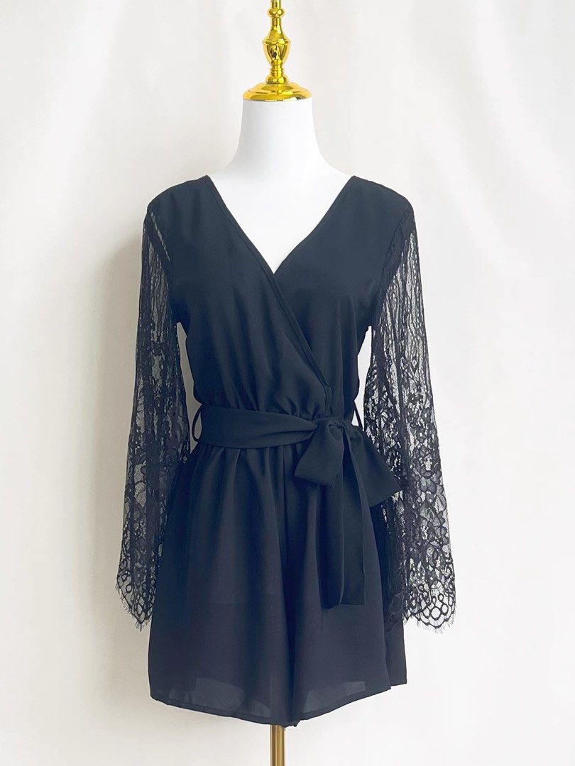 連身褲 xs to m Zara rompers new trim tag black jumpsuit black romper midi ...
