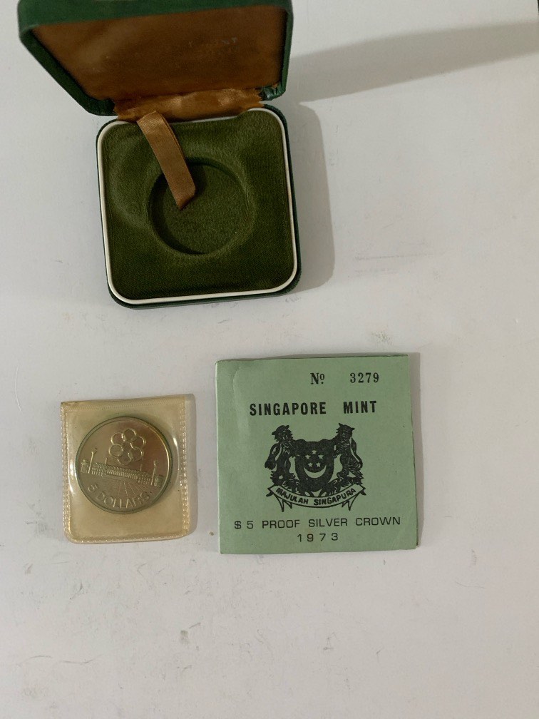 1973 Singapore 7th SEAP Games 5 Dollars Proof coin certificate box ...