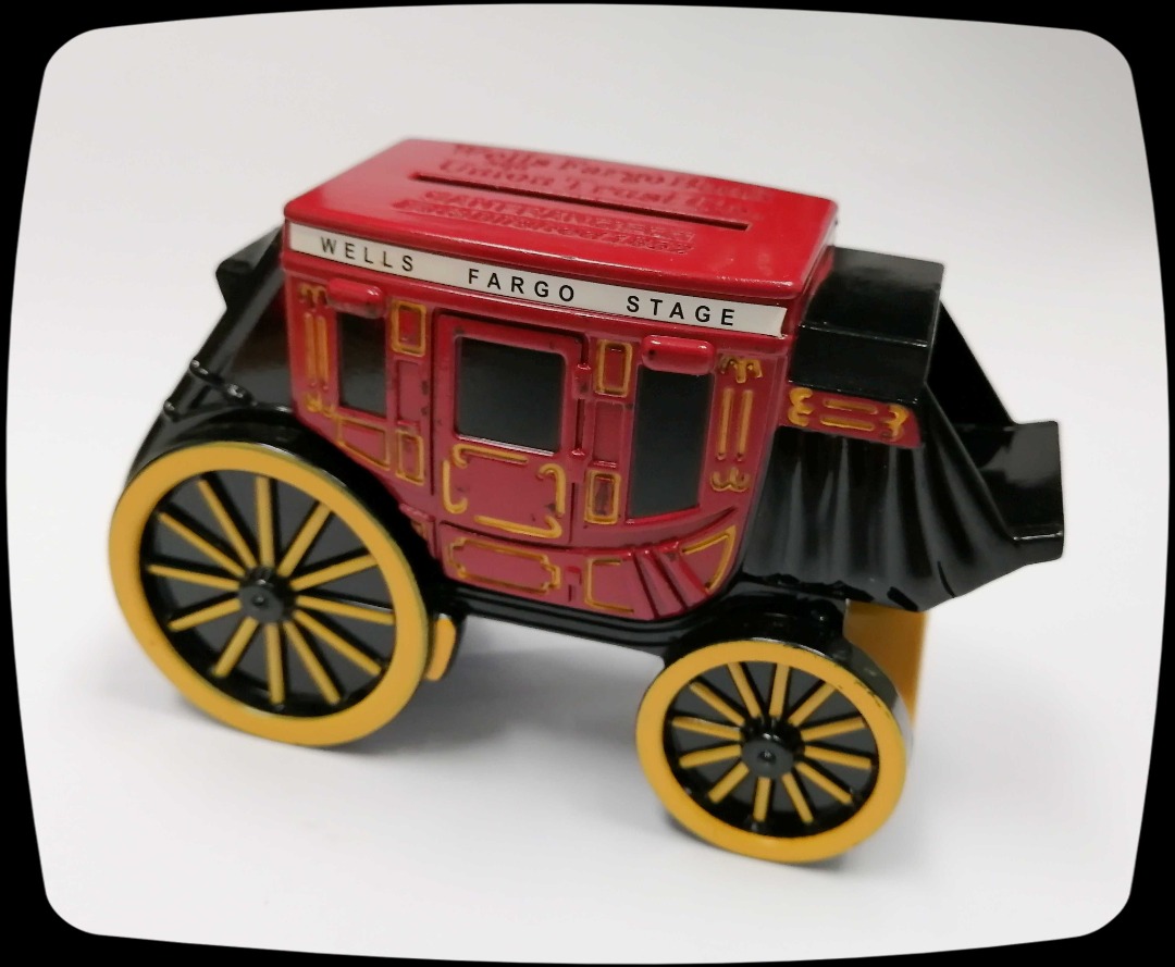 🐎 2011 Wells Fargo Stage (Stagecoach) Small Metal Coin Bank (No Key ...