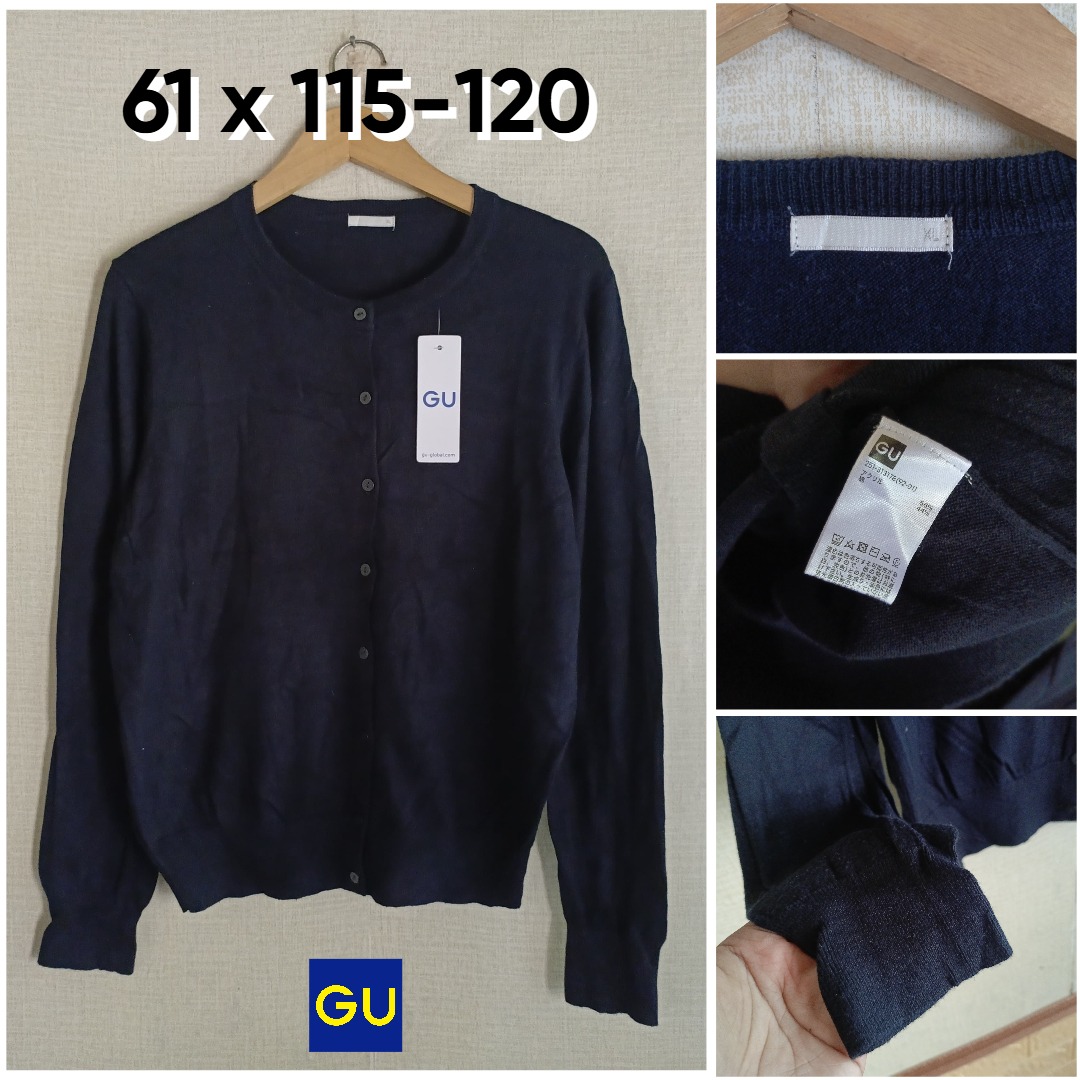 Cardigan GU by UNI Navy O Neck Size XL Wanita Knit Atasan Outer ZX933 ...