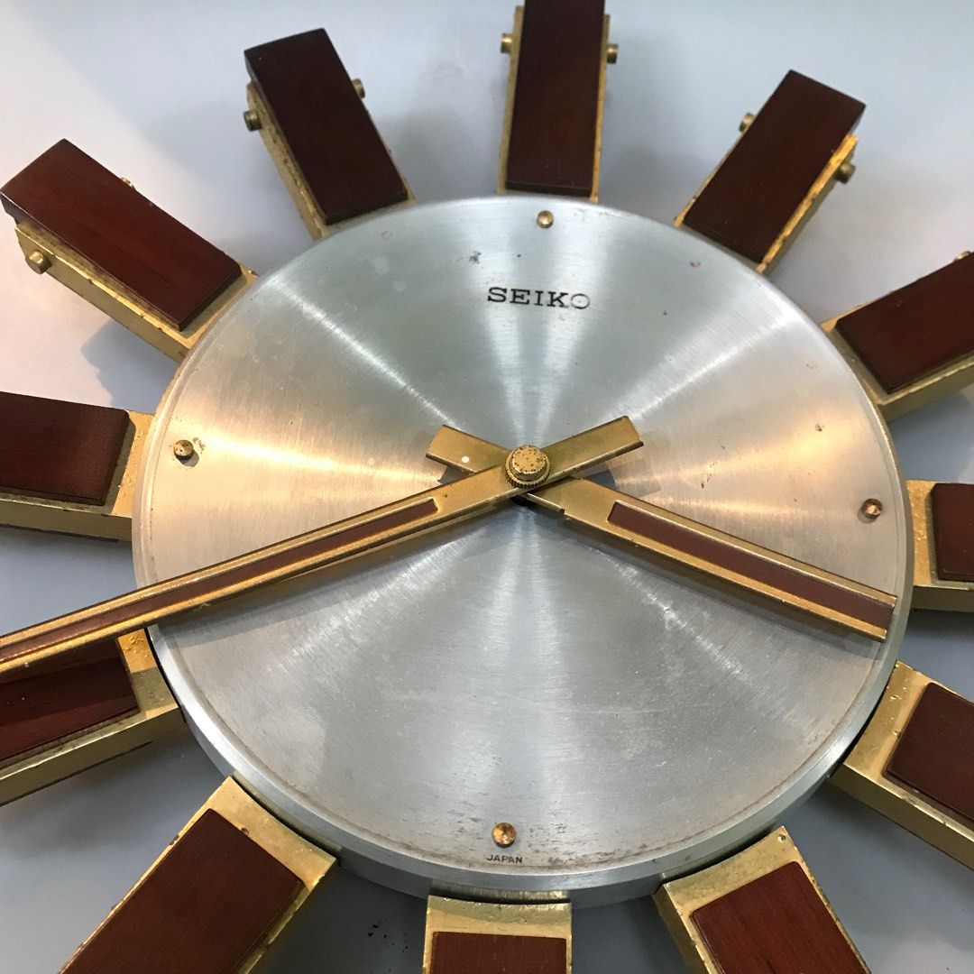 Jam Dinding Vintage Seiko 1970's Sunburst wall clock. stunning, keeps ...