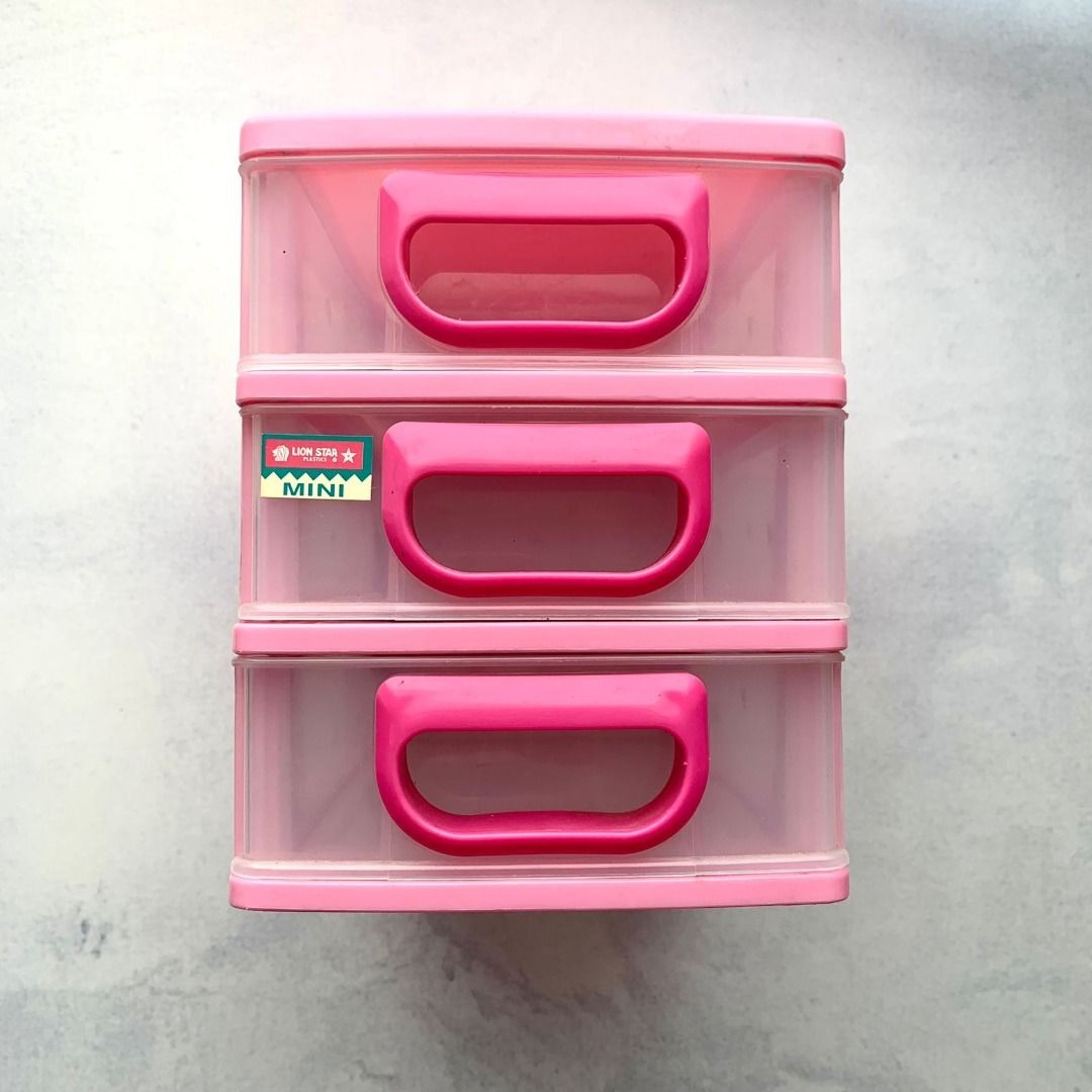 LACI 3 SUSUN | pink rak meja plastik kuat penyimpanan mini tempat ...