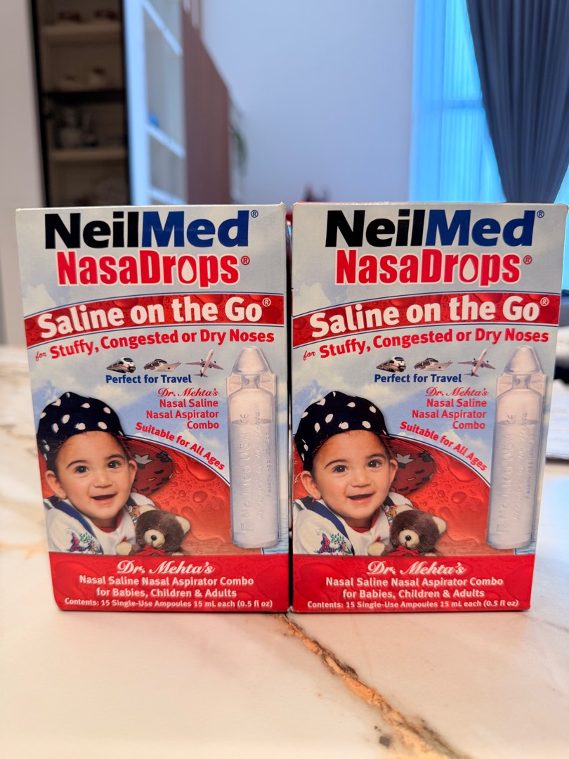 NeilMed NasaDrops Saline Nasal Aspirator Combo, Health & Nutrition ...