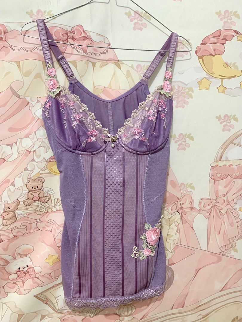RARE prettiest floral purple fairycore bahan nya kayak bustier/corset ...