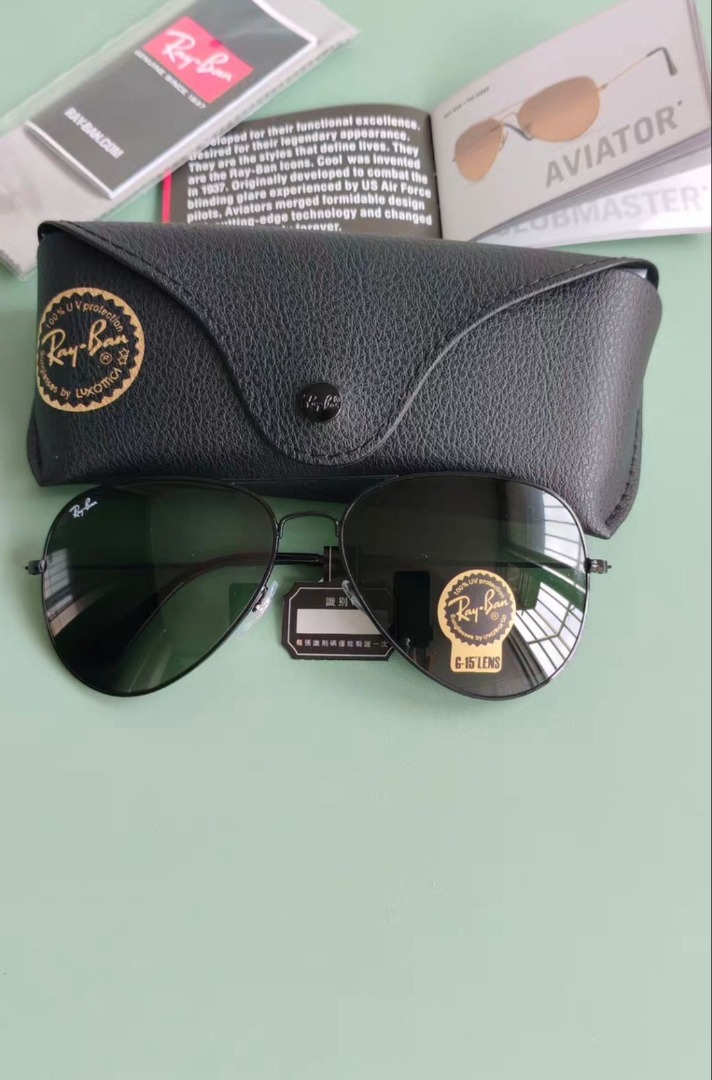 Ray-Ban Aviator Sunglasses - Black Frame, Men's Fashion, Watches & Accessories, Sunglasses ...