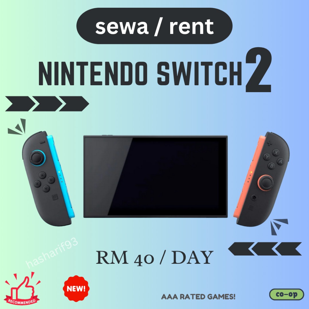 SEWA/RENT - NINTENDO SWITCH 2 WITH (NEW) GAMES, Video Gaming, Video ...