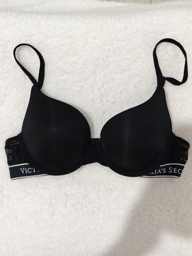 Victoria's Secret Tshirt Bra Push Up Black, Fesyen Wanita, Pakaian Wanita, Atasan di Carousell