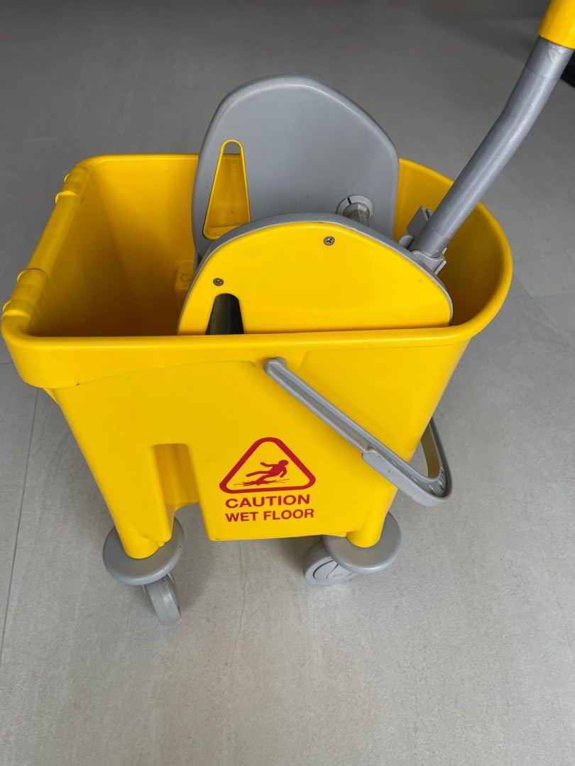 Yellow Mop Bucket with Wringer, Furniture & Home Living, Cleaning ...