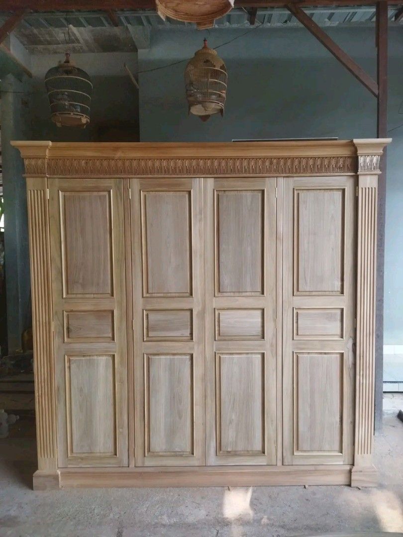 Almari pakaian 4pintu_lemari pakaian minimalis kayu jati, Perabotan ...