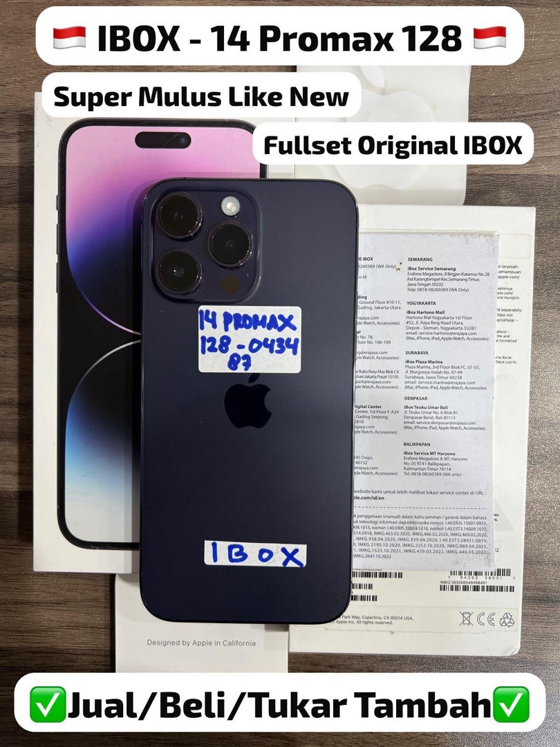 Iphone 14 Promax 128 Gb Deep purple Resmi ibox ,., Telepon Seluler & Tablet, iPhone, undefined ...