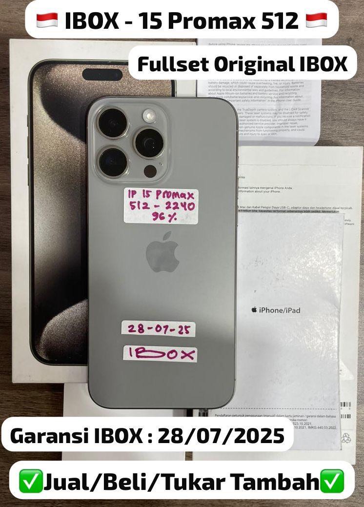 Iphone 15 Promax 512 Gb Natural Titanium Resmi ibox ,.,, Telepon ...