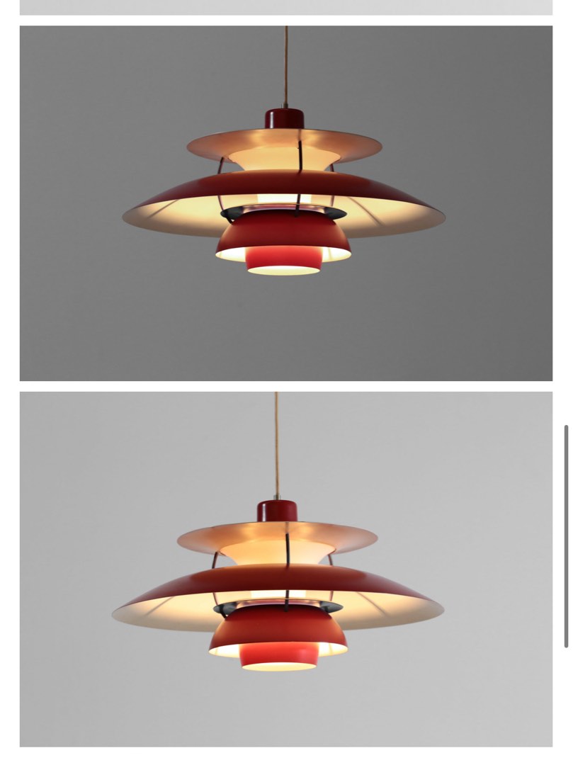Louis Poulsen PH5 replica pendant lamp red, Furniture & Home Living ...