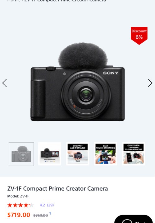Sony ZV-1F Compact Prime Creator Camera, Photography, Cameras on Carousell
