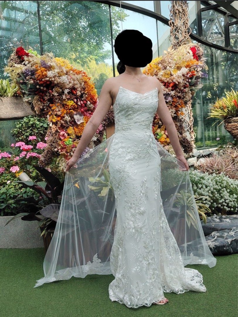 White lace PWS / Wedding gown dress, Women's Fashion, Dresses & Sets ...