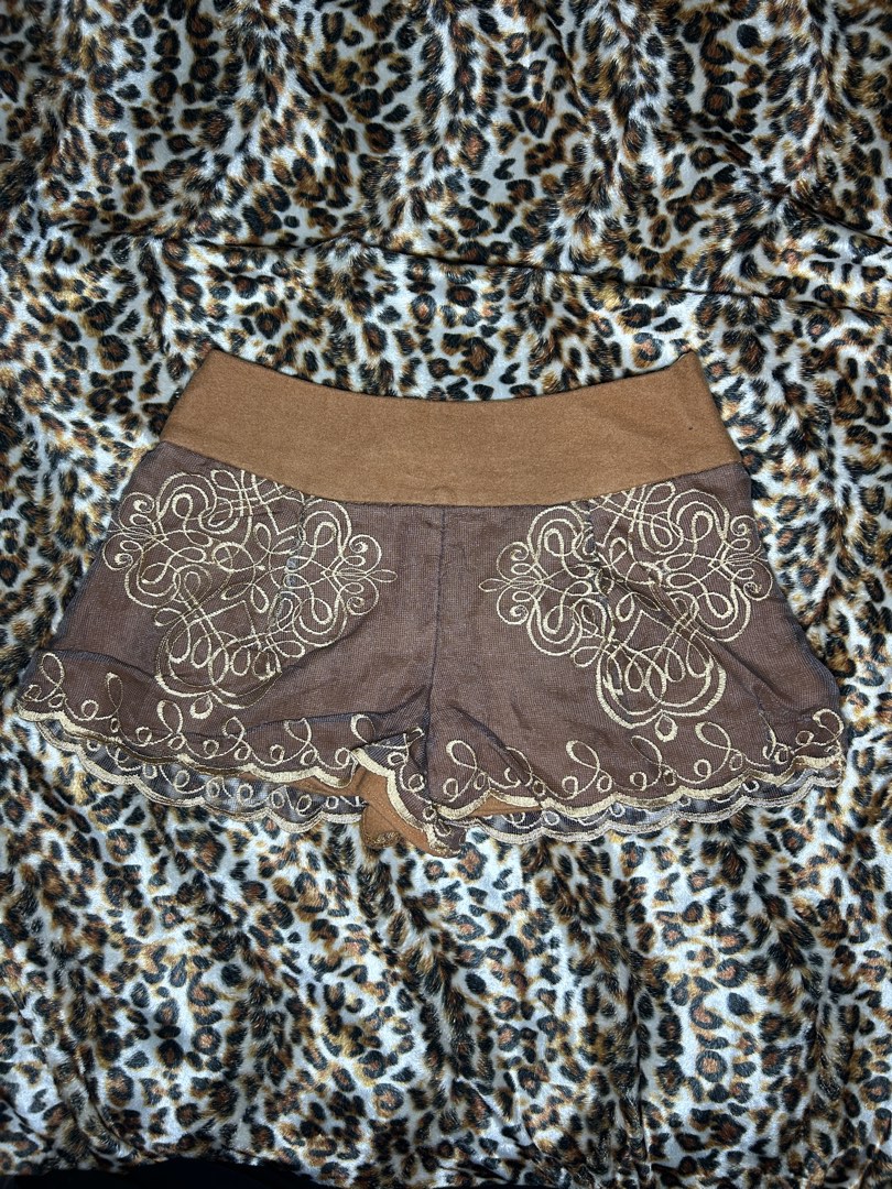 Y2K Brown Floral Skort, Fesyen Wanita, Pakaian Wanita, Bawahan di Carousell