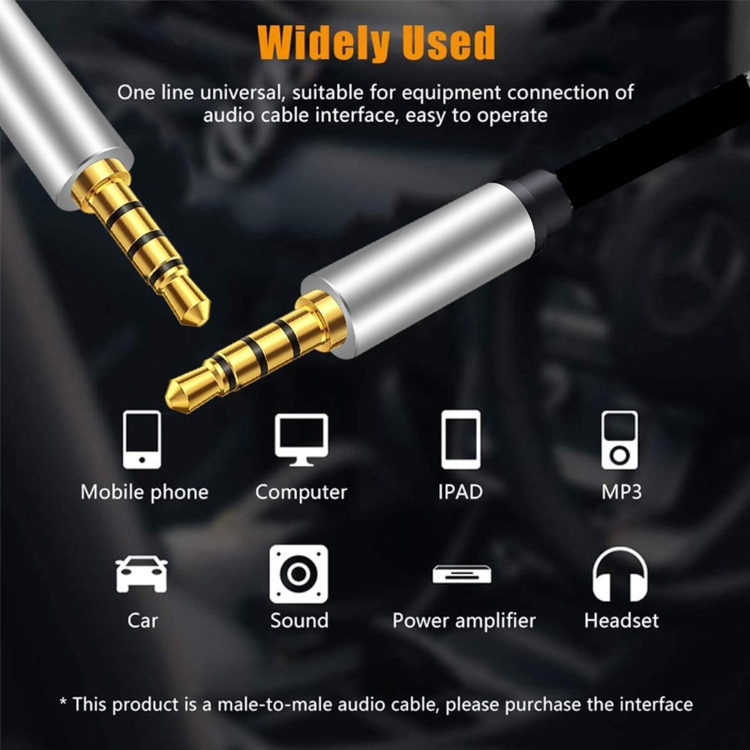 3.5mm Audio Cable Male to Male, 4 Pole Hi-Fi Stereo AUX Cord, Audio ...