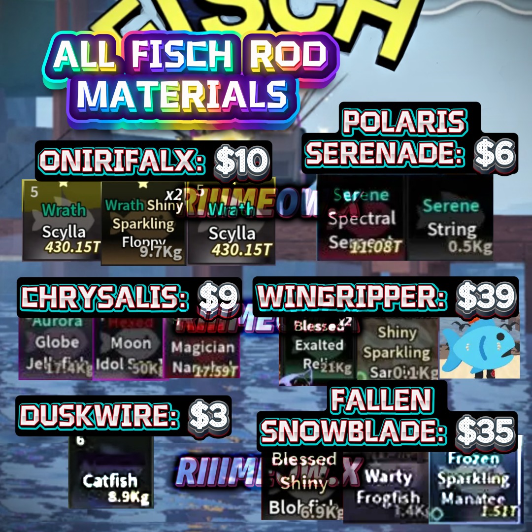 🔥CHEAPEST🔥[FISCH] ROBLOX Fisch All Rod Materials For Onirifalx Rod ...