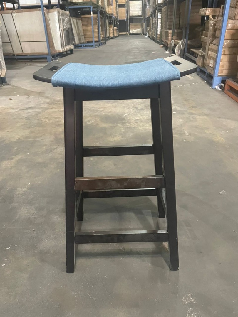 (DEFECT ITEM) Solid Wood Bar Stool with Jeans Fabric SSH-FN-129-JEANS, Furniture & Home Living ...