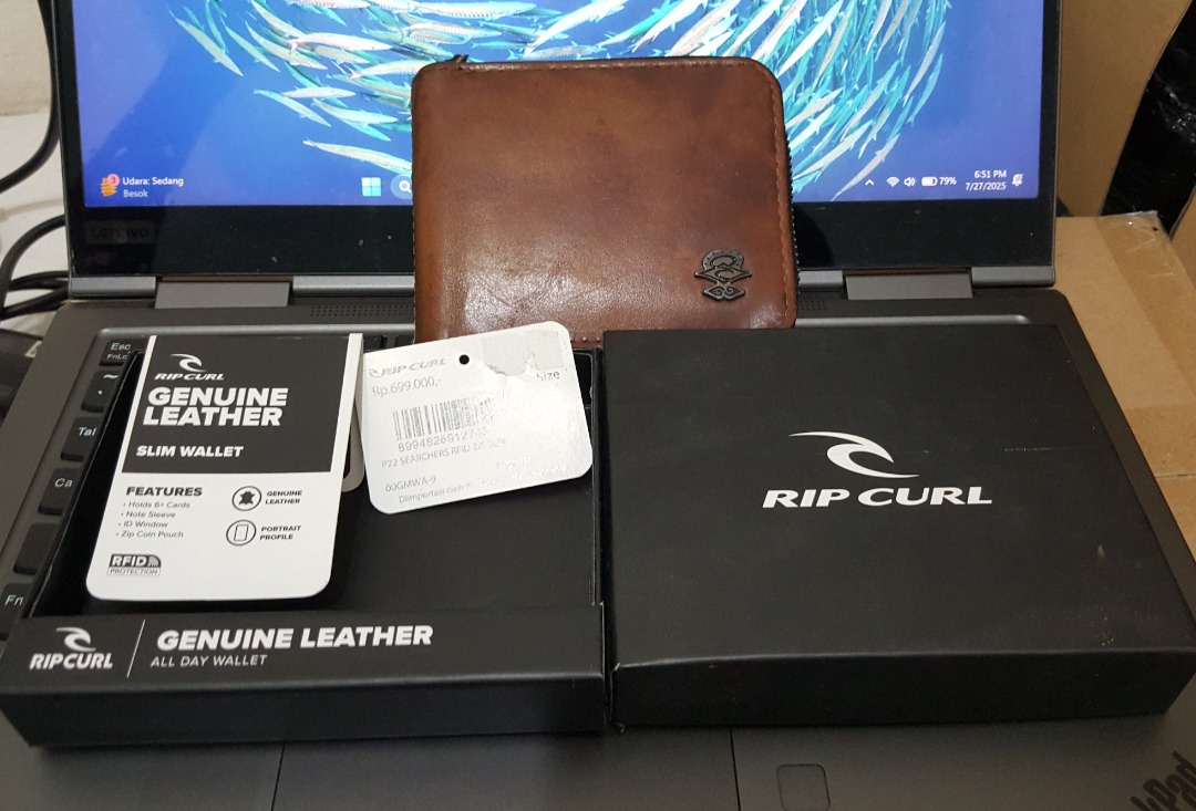 Dompet Kulit Asli Rip Curl Original RFID, Fesyen Pria, Tas & Dompet ...