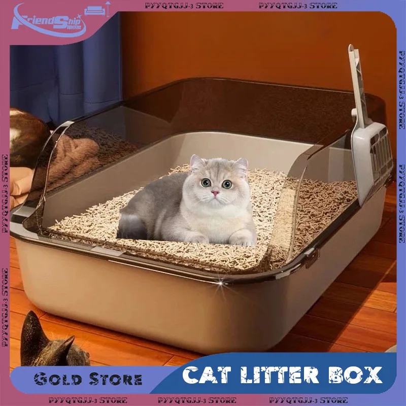 Kitty Sandbox Cat Litter Box Semi-enclosed Thickening High Side ...