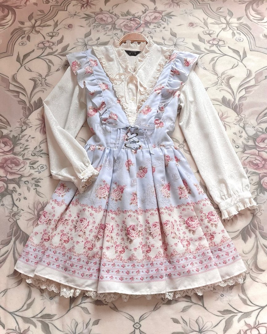 Liz Lisa Cupid Pattern Floral Soft Blue JSK Kawaii Hime Gyaru Himekaji ...