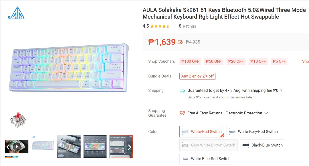 Mechanical Keyboard AULA Solakaka Sk961 Bluetooth & Wired, Computers ...