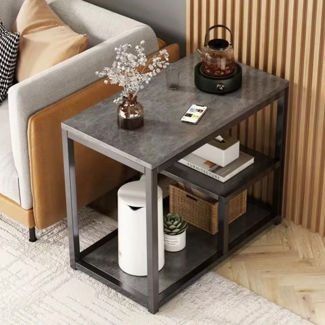 Metal Frame Sofa Side Table | Open Shelf Display Side Table | Living ...