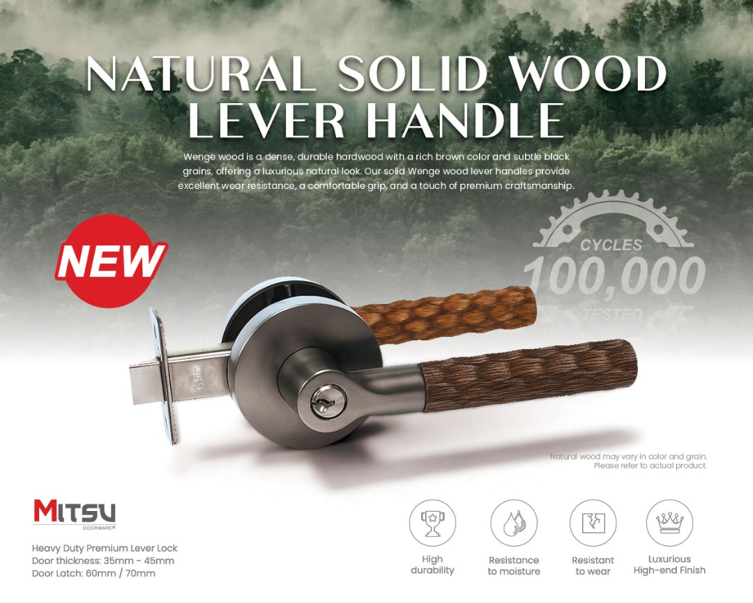 Natural Solid Wood Heavy duty lever handle, silver lever handle, hdb ...