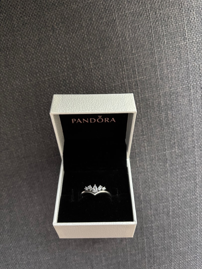 Pandora Sparkling Pear & Marquise Wishbone Ring, Women's Fashion ...