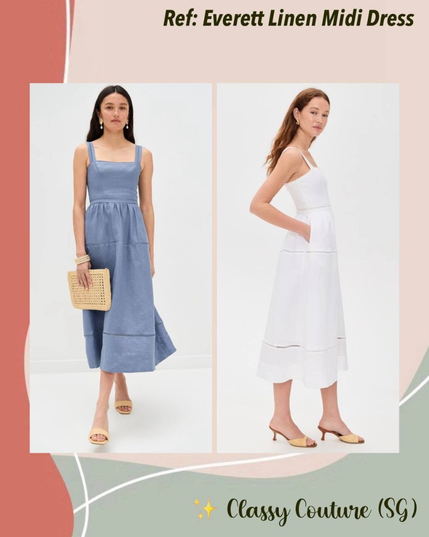 Reformation Everett Linen Midi Dress, Women's Fashion, Dresses & Sets ...