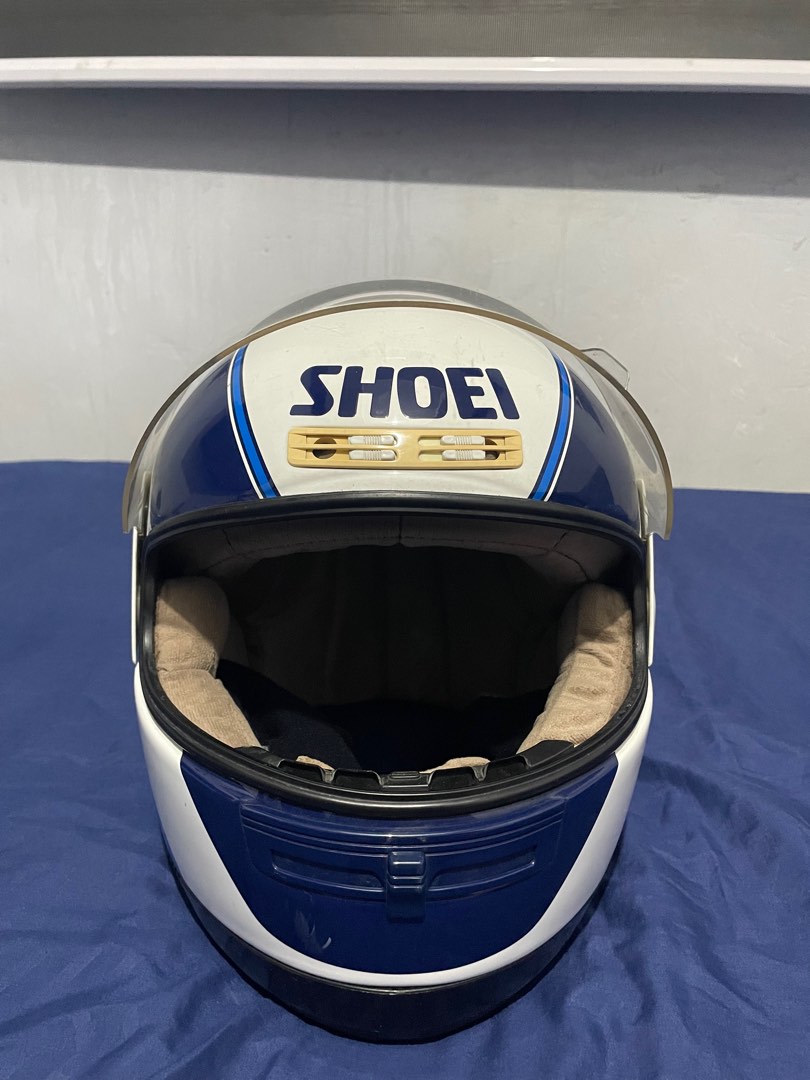 Shoei Retro Classic Vintage White and Blue Helmet, Motorbikes ...