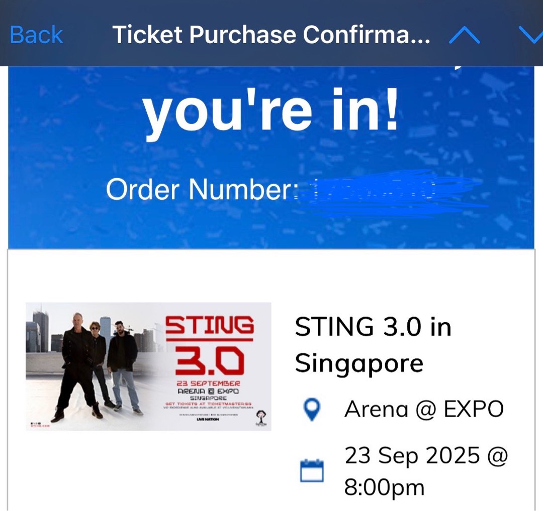 Sting 3.0 Concert Ticket - 23 Sep 2025, Tickets & Vouchers, Event ...