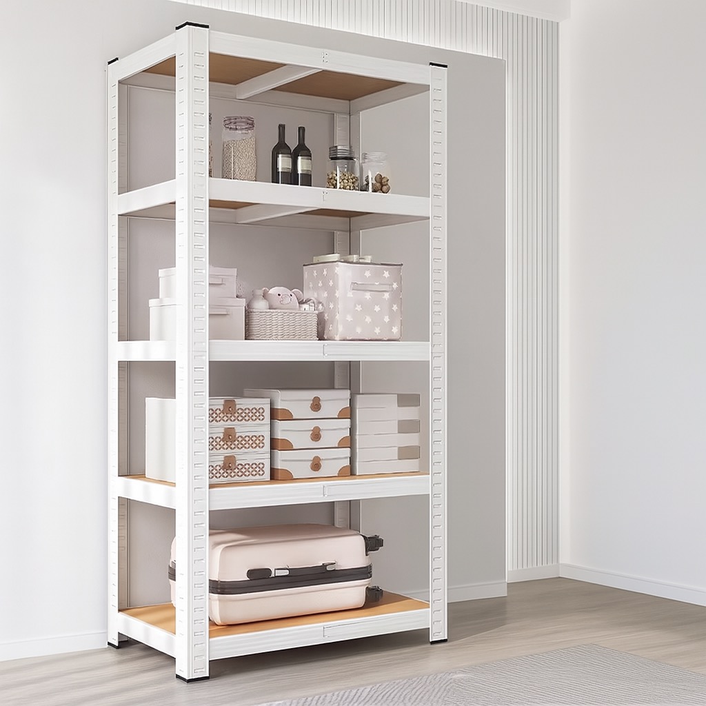 White Boltless Shelf Storage Rack | Heavy Duty Open Storage Rack Shelf ...