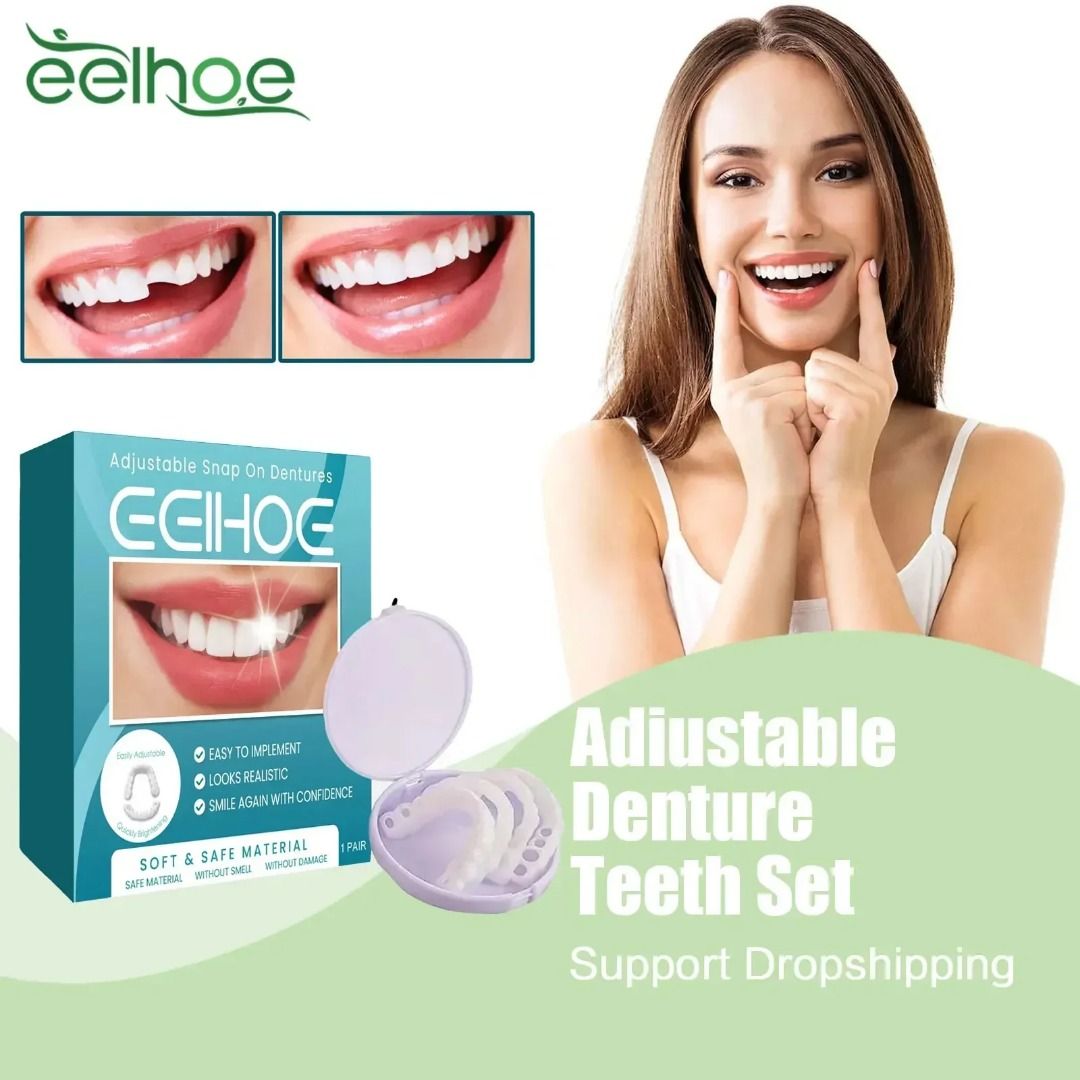 Adjustable Teeth Set Whitening Dentures Temporary Perfect Smile False ...