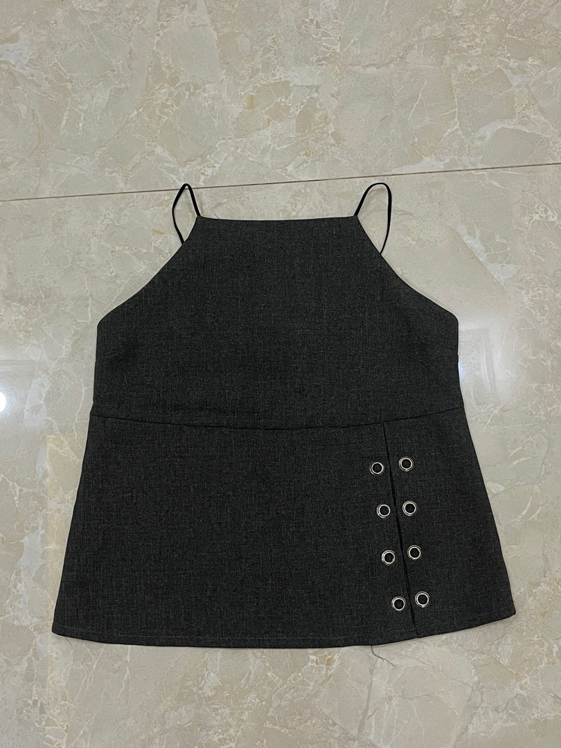 Charcoal nava top, Fesyen Wanita, Pakaian Wanita, Atasan di Carousell