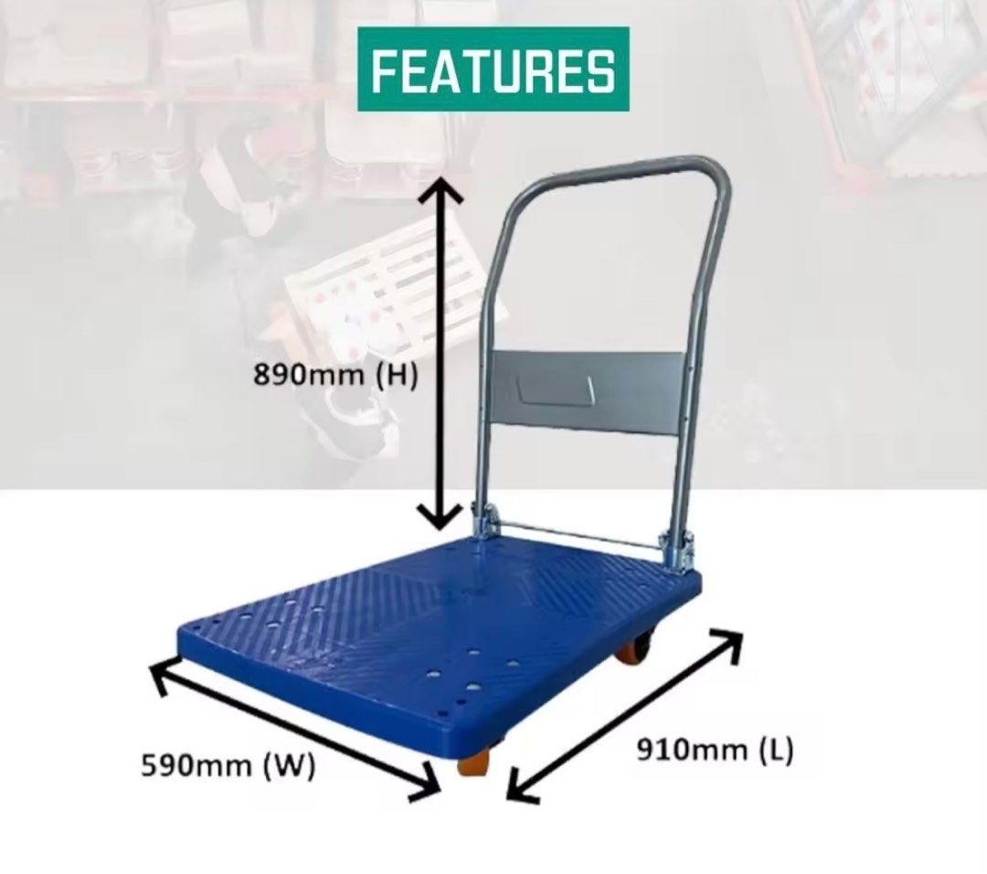Foldable Heavy Duty Hand truck Trolley 300kg, Sports Equipment, Other ...