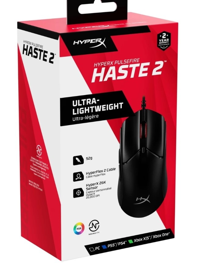 HyperX Pulsefire Haste 2 Wire Gaming Mouse Black (6N0A7AA), 電腦＆科技, 電腦周邊 ...