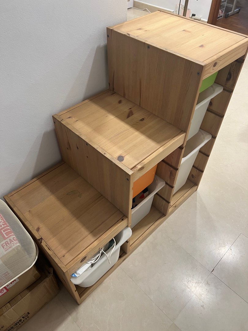 IKEA Wooden Step Storage Unit with Bins, Furniture & Home Living ...