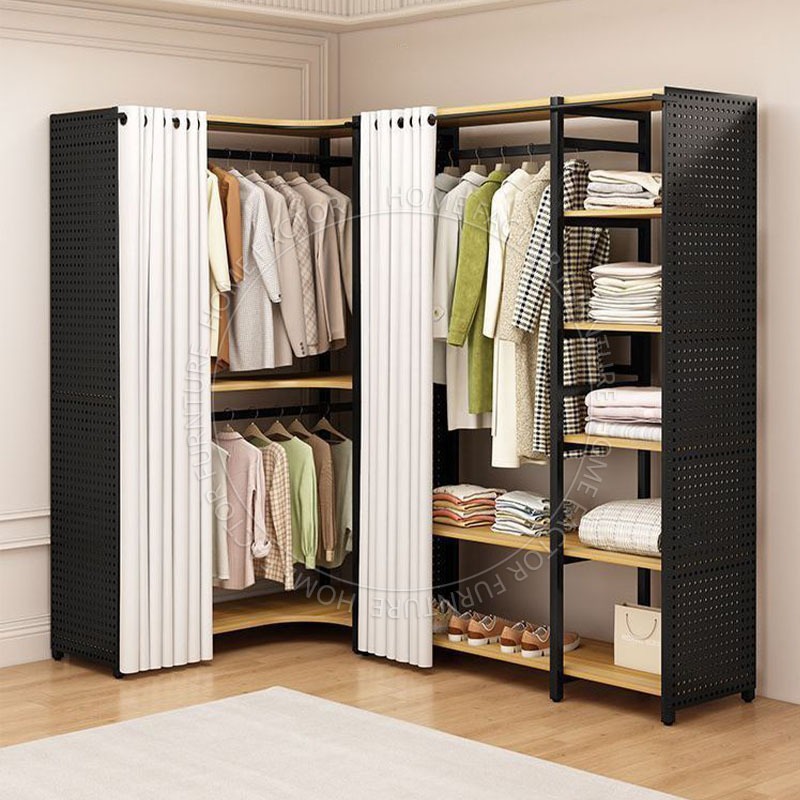 Iron frame Wardrobe Multi-layer simple wardrobe, Household pegboard ...