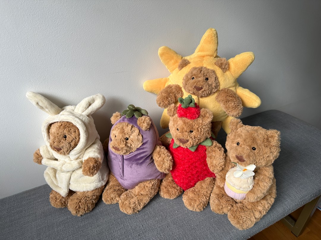 Jellycat Bartholomew Bear Strawberry Cupcake Aubergine Sun Bathhrobe ...