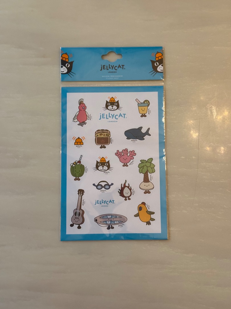 Jellycat sticker sheet - summer edition, Hobbies & Toys, Stationery ...