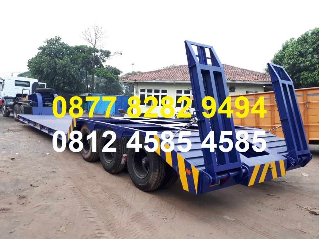 Karoseri Trailer Lowbed Trailer Lowboy Gooseneck Trailer Kapasitas 80 ...