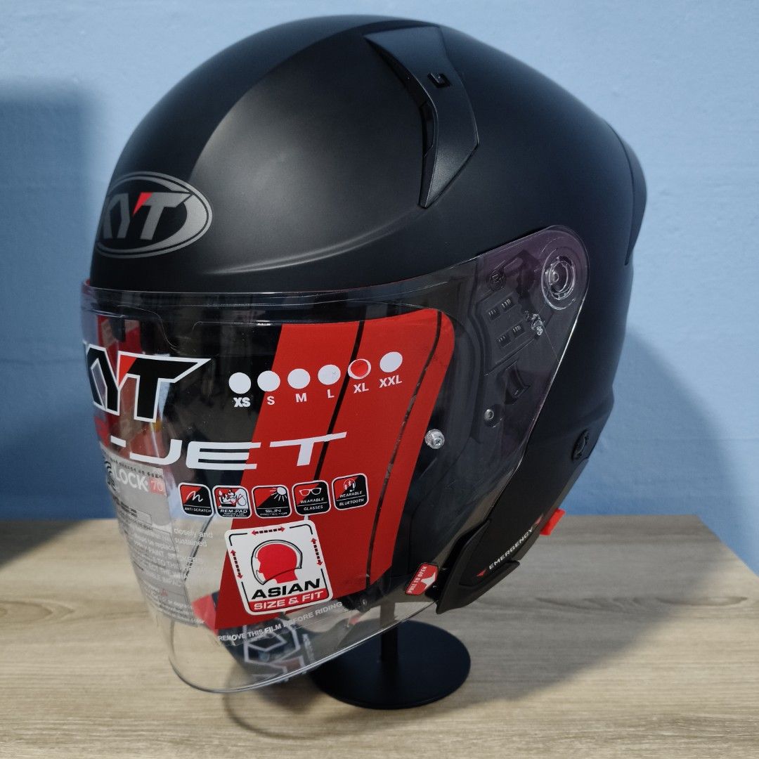 KYT TTR JET MATT BLACK HELMET, Motorcycles, Motorcycle Apparel on Carousell